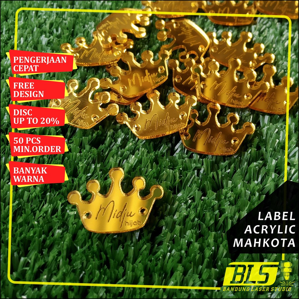 Jual Label Hijab Mahkota / Acrylic Rebranding untuk Baju / akrilik ...