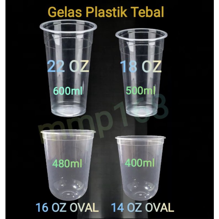 Jual Gelas Plastik Cup Pp 18OZ & 22OZ / Gelas Cup Plastik 14OVAL ...