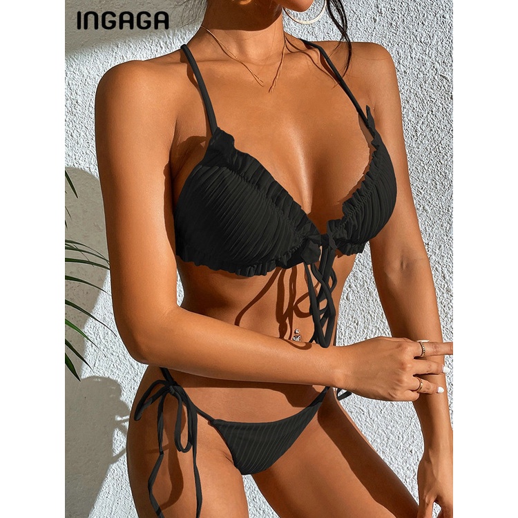 Jual Preorder Ingaga Sexy Micro Bikinis Set Ribbed Women Swimsuits