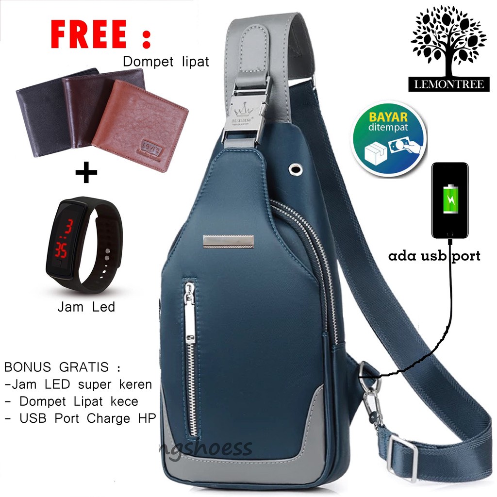Jual 4in1- GRATIS DOMPET JAM LED USB PORT- GRATIS ONGKIR Tas Selempang ...