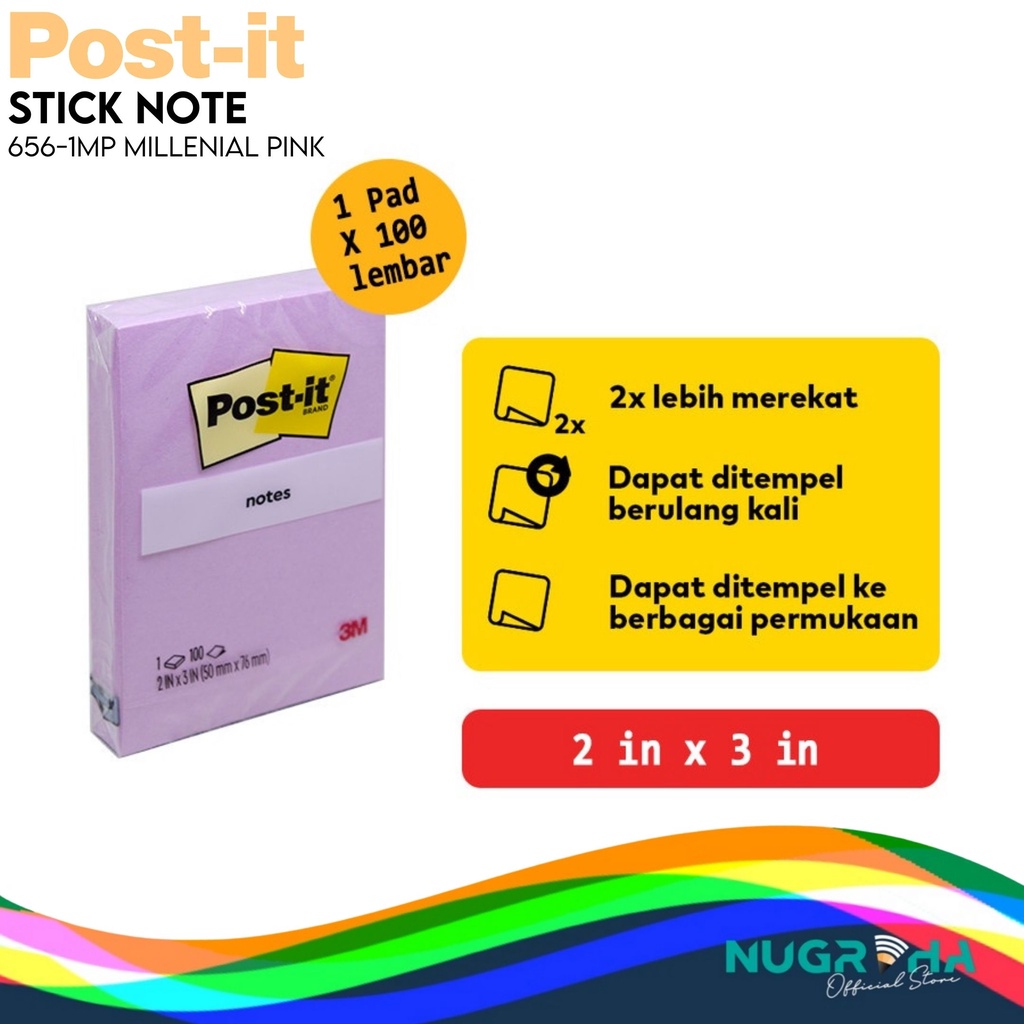 Jual STICK NOTE / STICKY NOTE 3M POST-IT 656-1MP 50X76 | Shopee Indonesia