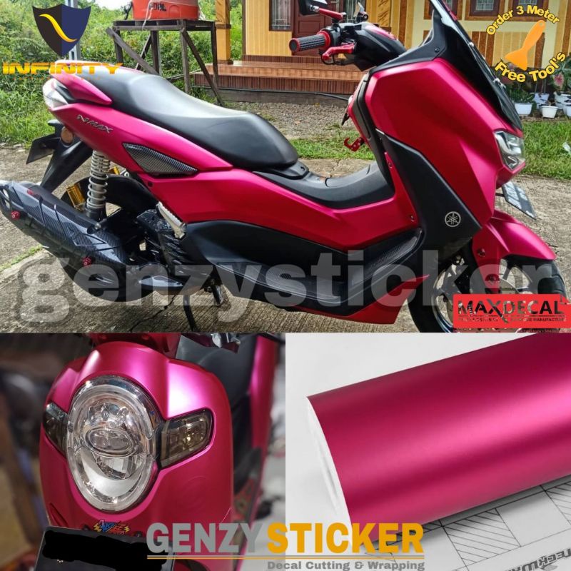 Jual stiker skotlet pink magenta chrome matte sticker pink krom merah ...