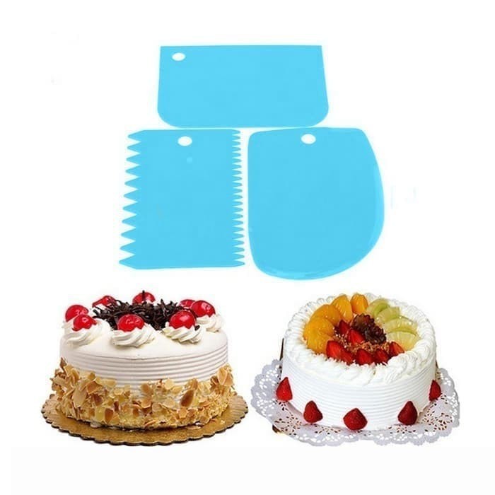 Jual scraper kue 3 in 1/ set scrapper alat potong adonan / spatula cake ...