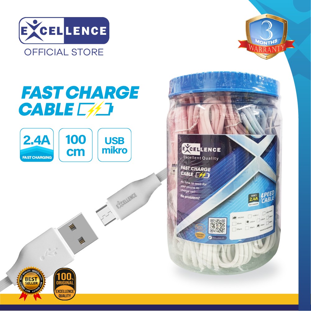 Jual EXCELLENCE Kabel Data Toples Micro USB Isi 40 Original High ...
