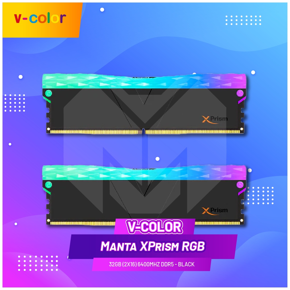 Jual V-COLOR Manta XPrism RGB 32GB (2x16) 6400MHz DDR5 - Black / Hitam | Shopee Indonesia