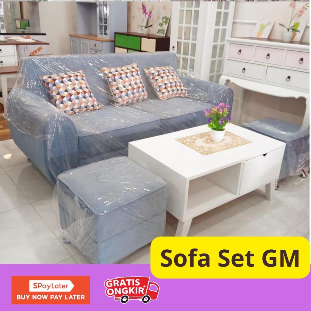 Jual GEONY - Sofa Set Ruang Tamu/Sofa Ruang Keluarga - Soft Blue ...