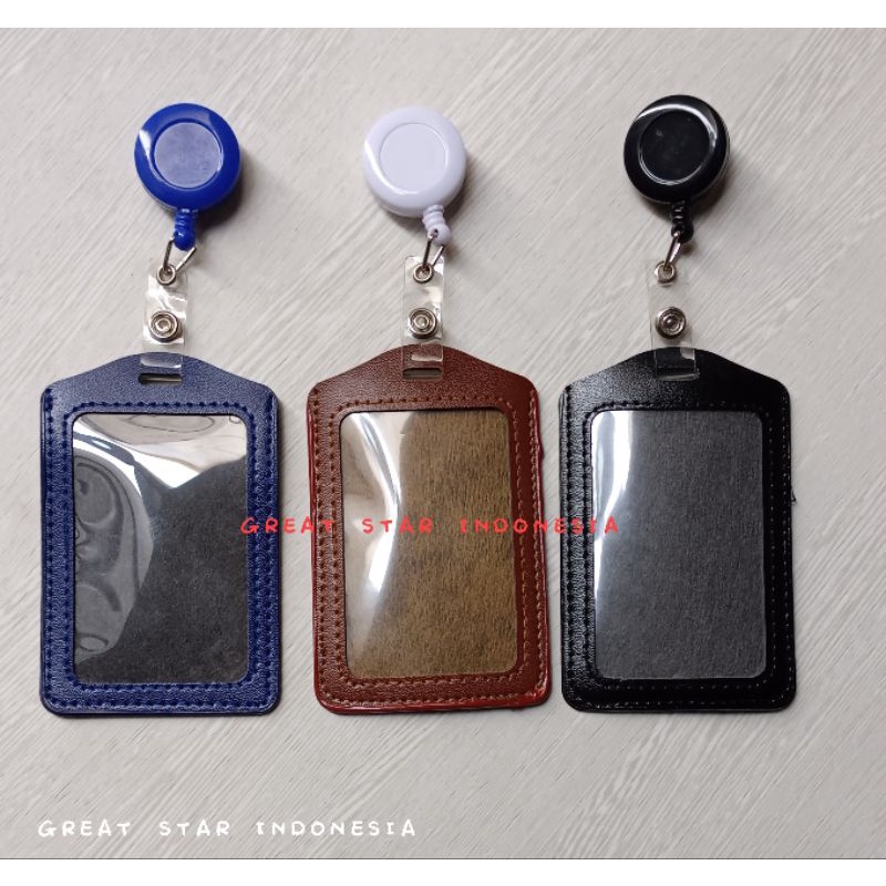 Jual FRAME ID KULIT SINTETIS + YOYO SOLID GANTUNGAN ID CARD 1 SET ...