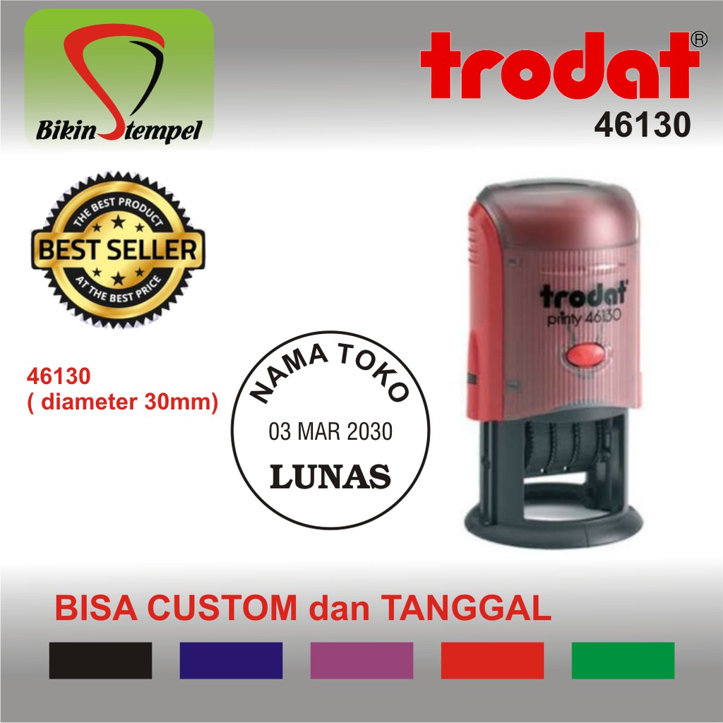 Jual Stempel Trodat Tanggal Lingkaran Bulat Custom I Stempel Otamatis tinggal pake I 46130 46140 ...