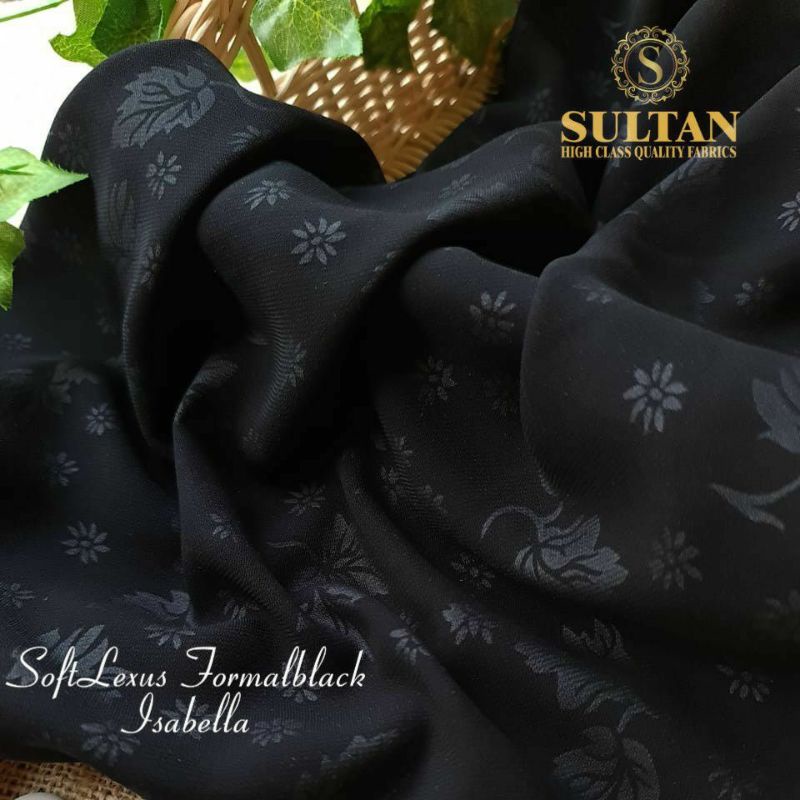 Jual Kain SULTAN SOFT LEXUS emboss Motif Isabella warna Formal Black ...