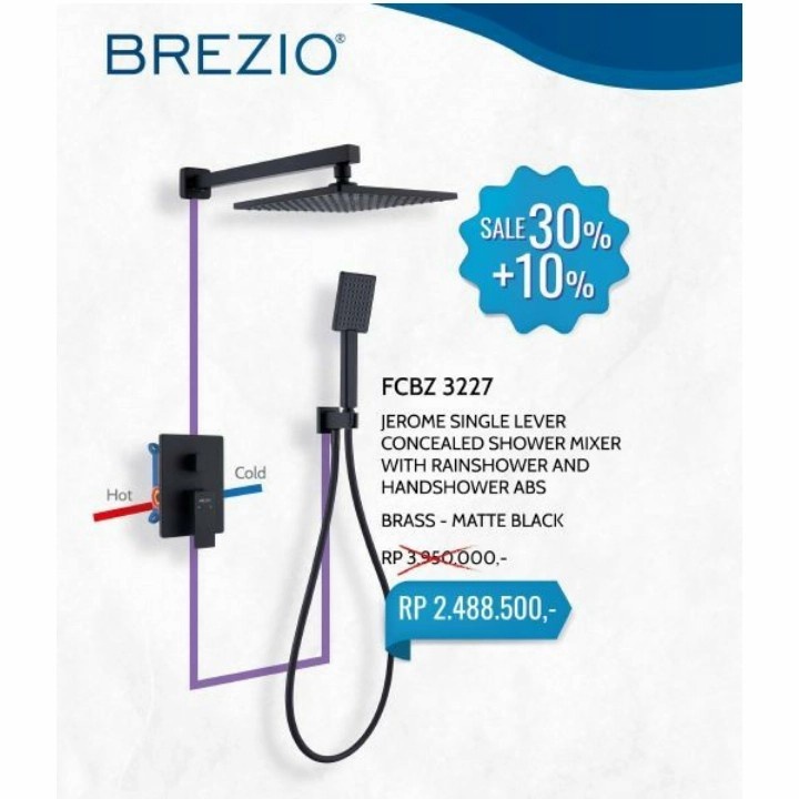 Jual BREZIO FCBZ 3227 HITAM KERAN TANAM SHOWER MIXER BLACK SET ...