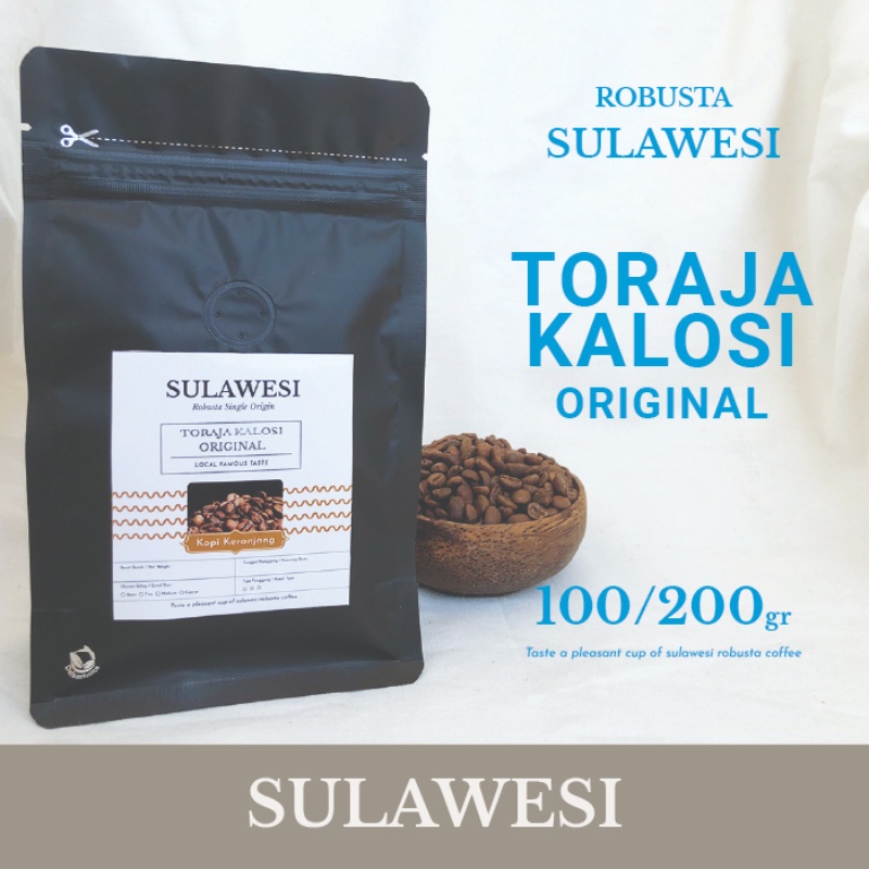 Jual Robusta Sulawesi Toraja Kalosi Original Kopi Bean, Bubuk 100-200gr ...