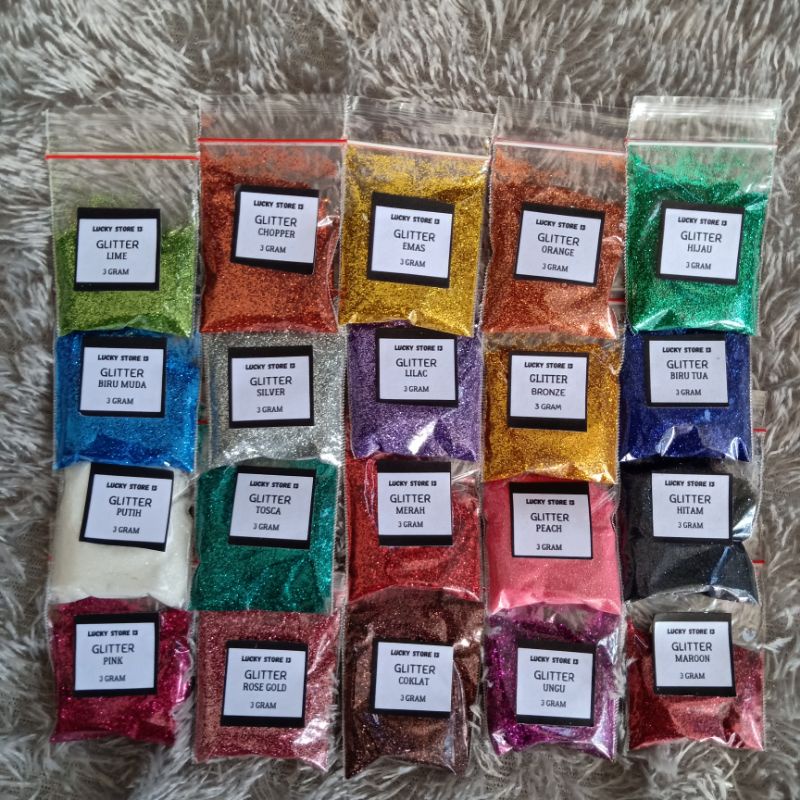 Jual GLITTER Serbuk 3 GR 3gr gram Plastik Gliter Eceran Pernak Pernik ...