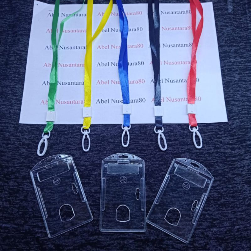 Jual Paket Casing ID Card Acrylic Bening 1 Sisi+Tali Kilap Plastik 1cm ...