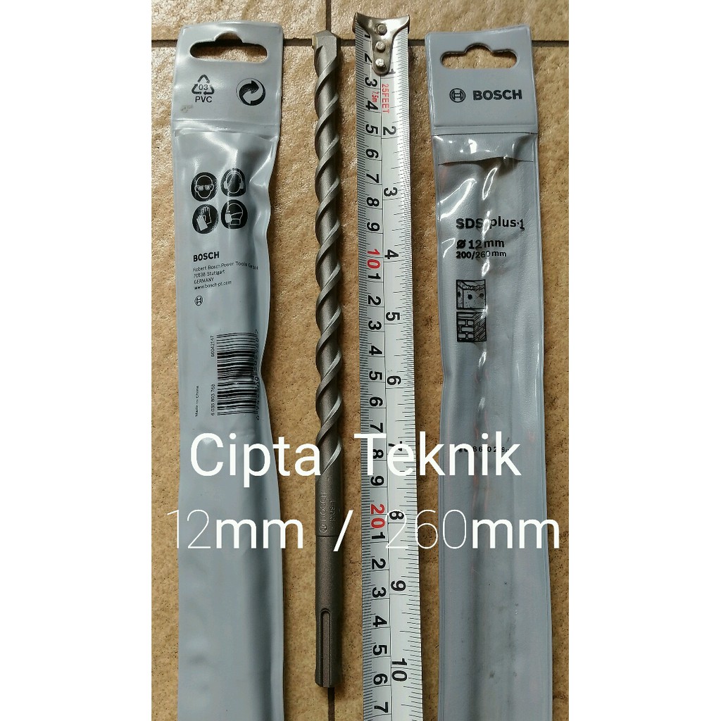 Jual Mata Bor Beton 12mm x 260mm SDS Plus 1 Bosch Asli hammer drill bit | Shopee Indonesia