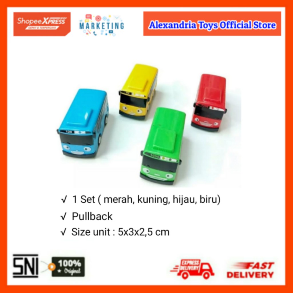 Jual Mobil Mobilan Bus Tayo Mini Pullback 4 pcs Mainan anak Bis Tayo ...