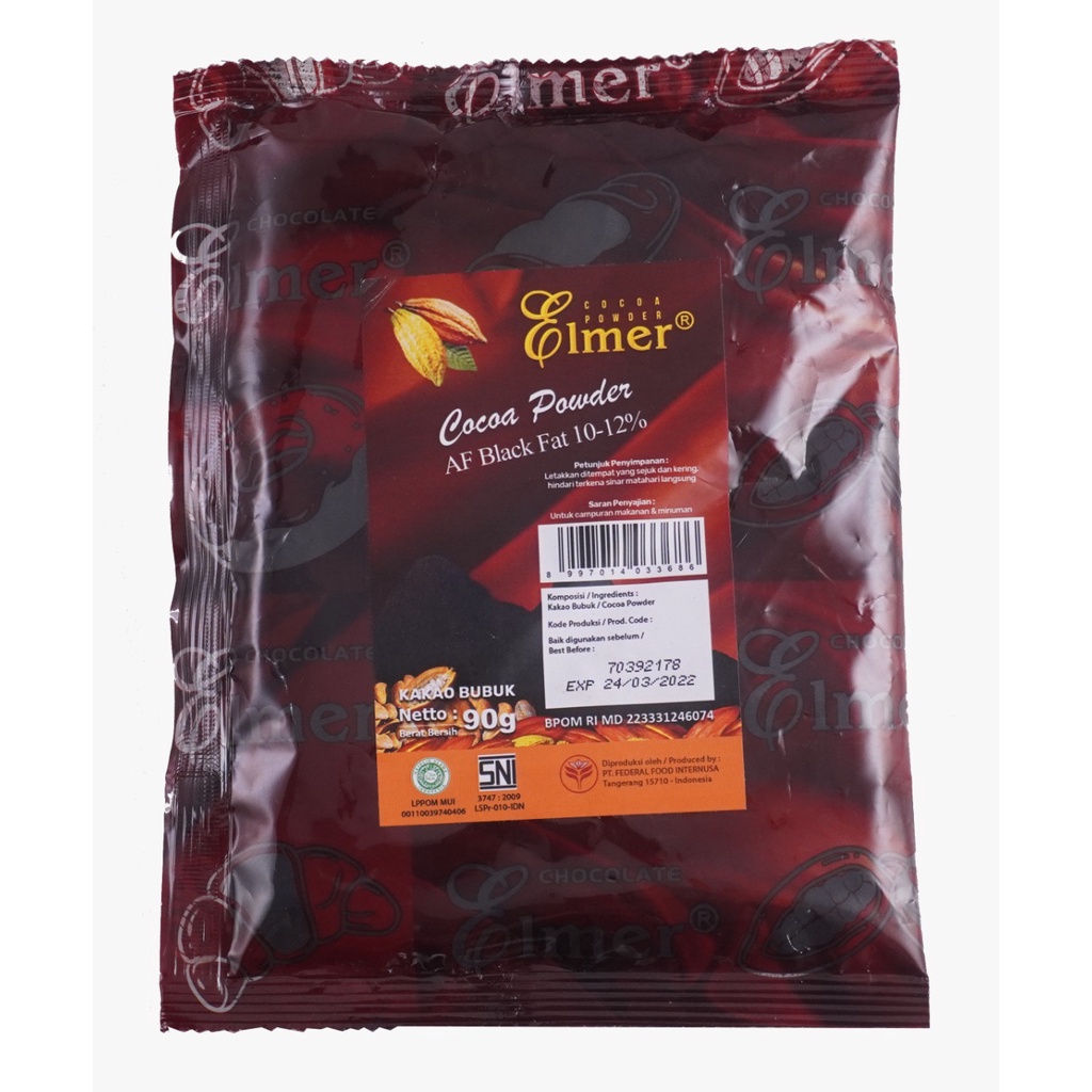 Jual Elmer Af. Black 10-12% 90gr | Cokelat Bubuk Elmer ukuran 90 gr ...
