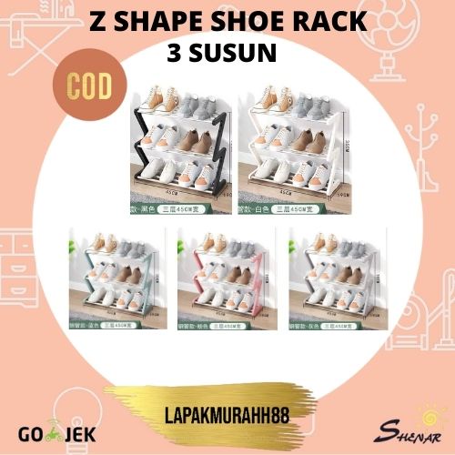 Jual RAK ZIGZAG SENDAL SEPATU 3 SUSUN MODEL ZIGZAG Z SHAPE SHOE RACK ...