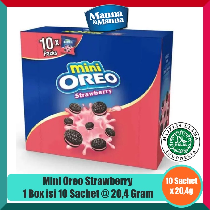 Jual Mini Oreo Rasa Strawberry 1 Box isi 10 Sachet x 20,4 Gram | Shopee ...