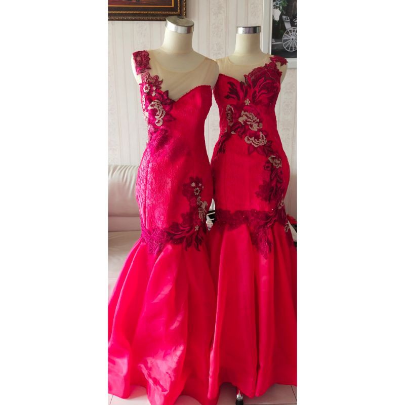 Jual Gaun mama preloved / gaun besan second / gaun mama besan merah 03 ...