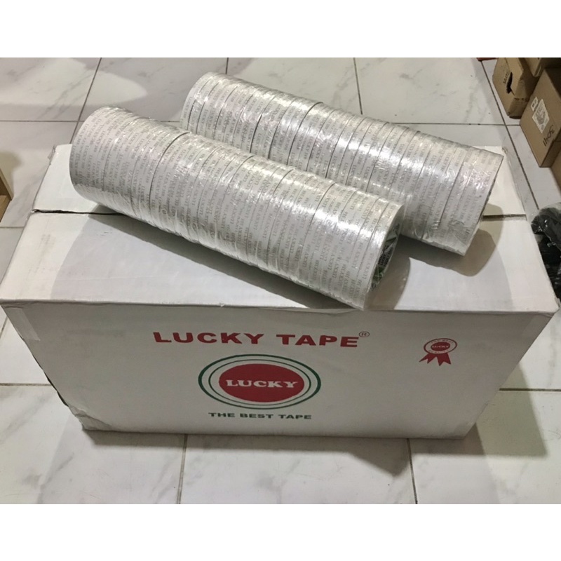 Jual DOUBLE TAPE LUCKY TAPE 10 MM PUTIH HIGH QUALITY PER DUS | Shopee ...