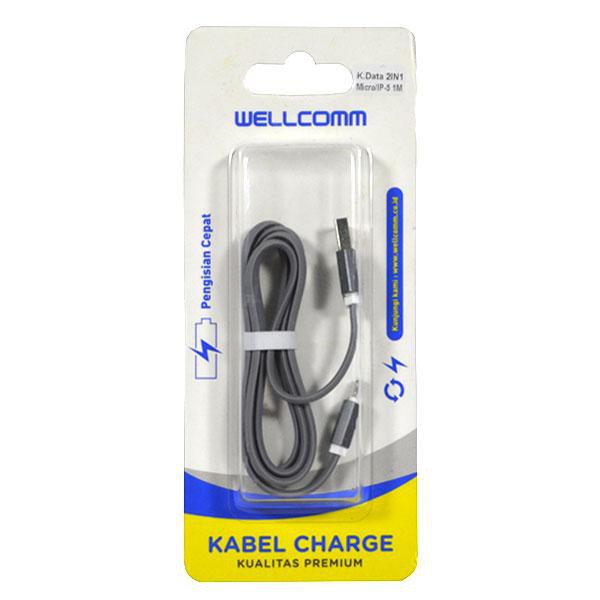 Jual KABEL DATA WELLCOM FLAT MICRO 1M | Shopee Indonesia