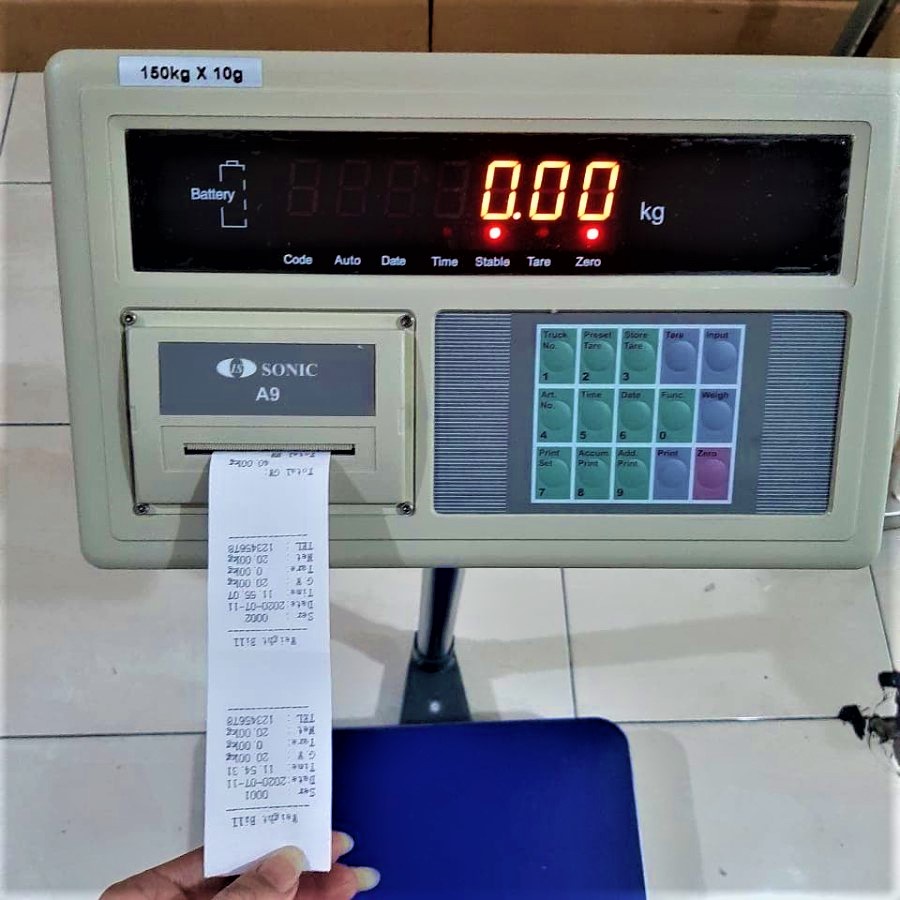 Jual Timbangan duduk digital printer SONIC A9P kap 200 kg | Shopee Indonesia