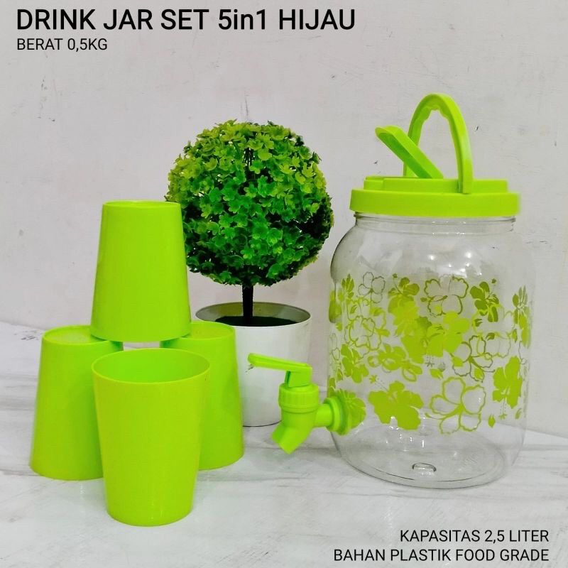 Jual Drink Jar 2.5 Liter Set 5 in 1 / Galon Mini Teko Praktis Teko Set ...