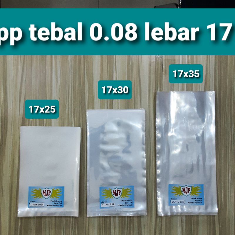 Jual Plastik PP Bening MJP Tebal 0.08 Lebar 17 Uk. 17x20 17x23 17x25 17x30 17x35 | Shopee Indonesia