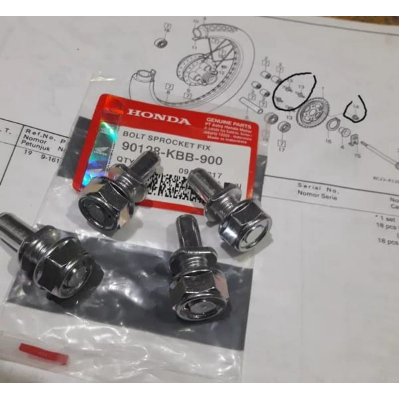 Jual Baut Plus Mur Gear Belakang Honda Tiger Lama Tiger Revolution Megapro Lama Megapro Primus ...