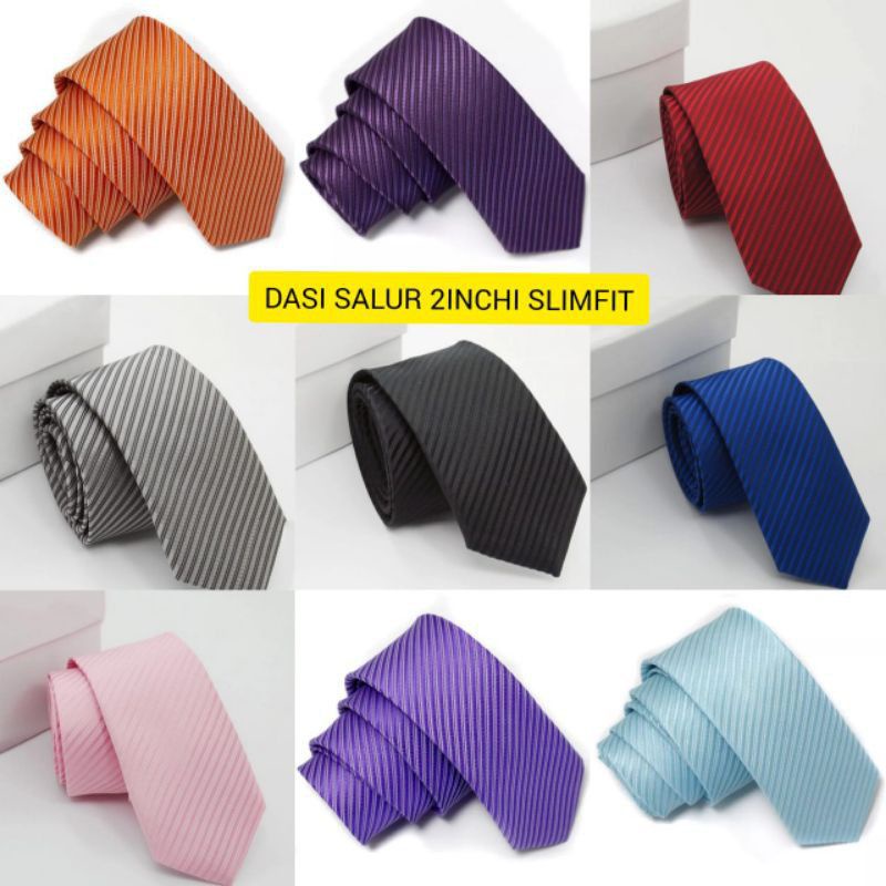Jual Dasi Pria Motif Salur Ukuran Slim 2inchi | Shopee Indonesia