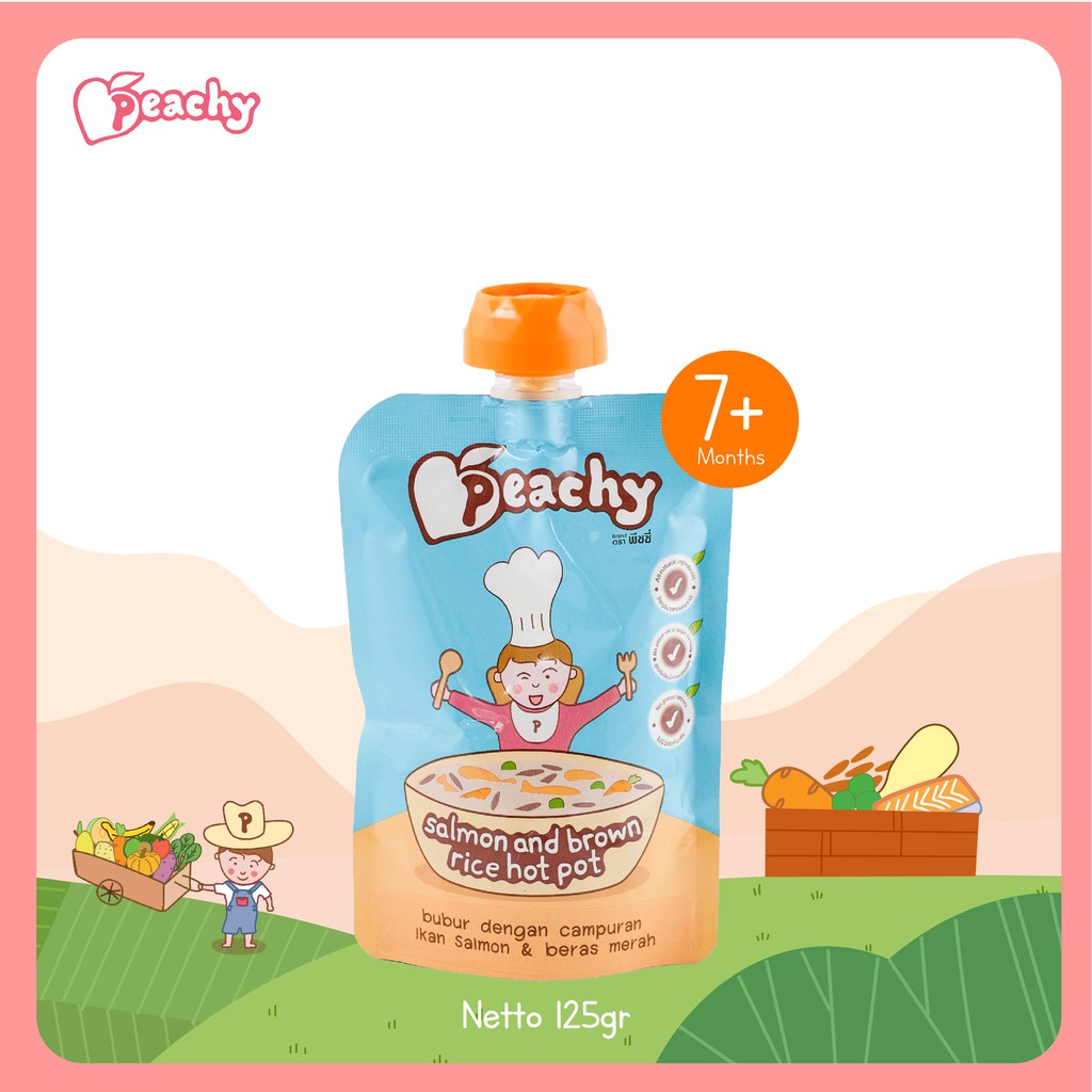 Jual [MPASI 7 BULAN] - Peachy Salmon and Brown Rice Hot Pot Puree 125gr ...