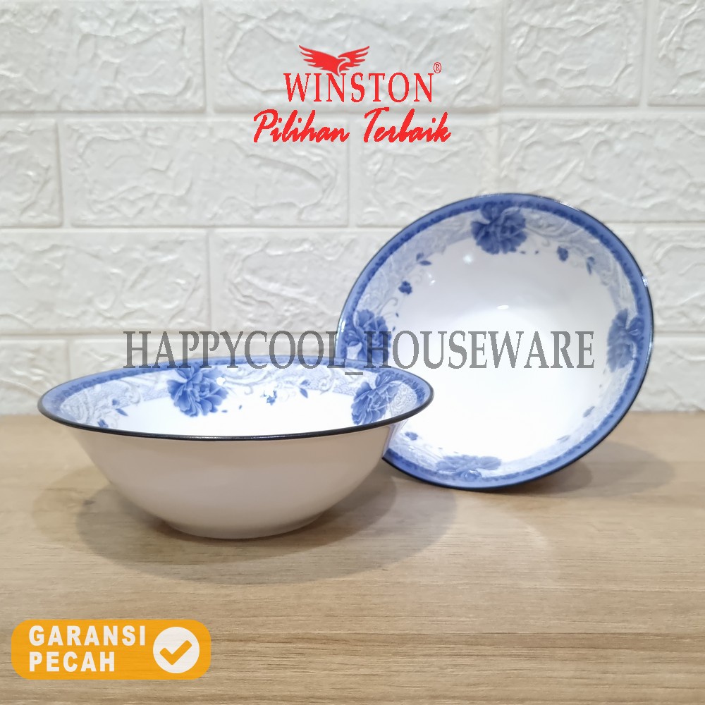 Jual WINSTON Mangkok Keramik 7IN Flower Biru /Mangkok Dalam /Mangkok ...