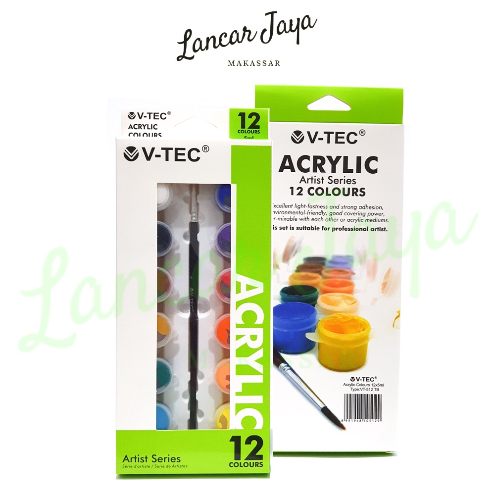 Jual Cat Akrilik Acrylic Colours V-TEC VTEC VT - 512 TB 12 warna x 5 ml ...