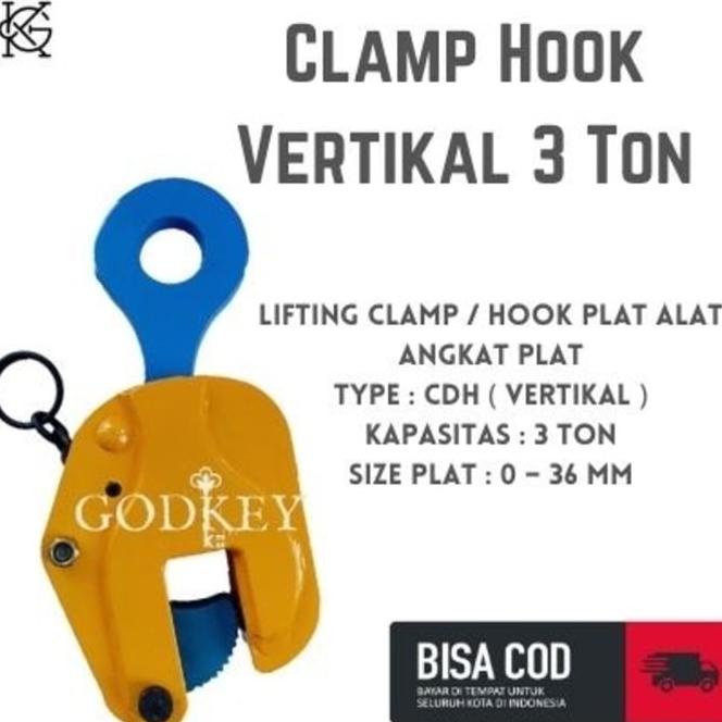 Jual Cdh Lifting Clamp Hook Vertikal 3 Ton - 36 Mm Alat Angka Lugsyu ...