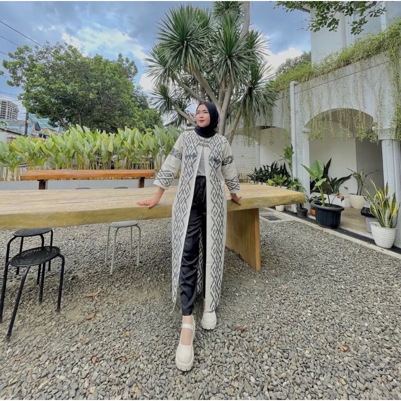 Jual OUTER TENUN PUTIH BLAZER TENUN PUTIH | Shopee Indonesia