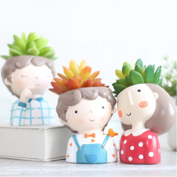Jual Cute Boy Succulent Mini Pot - Cactus Vase - Pot bunga anak laki ...