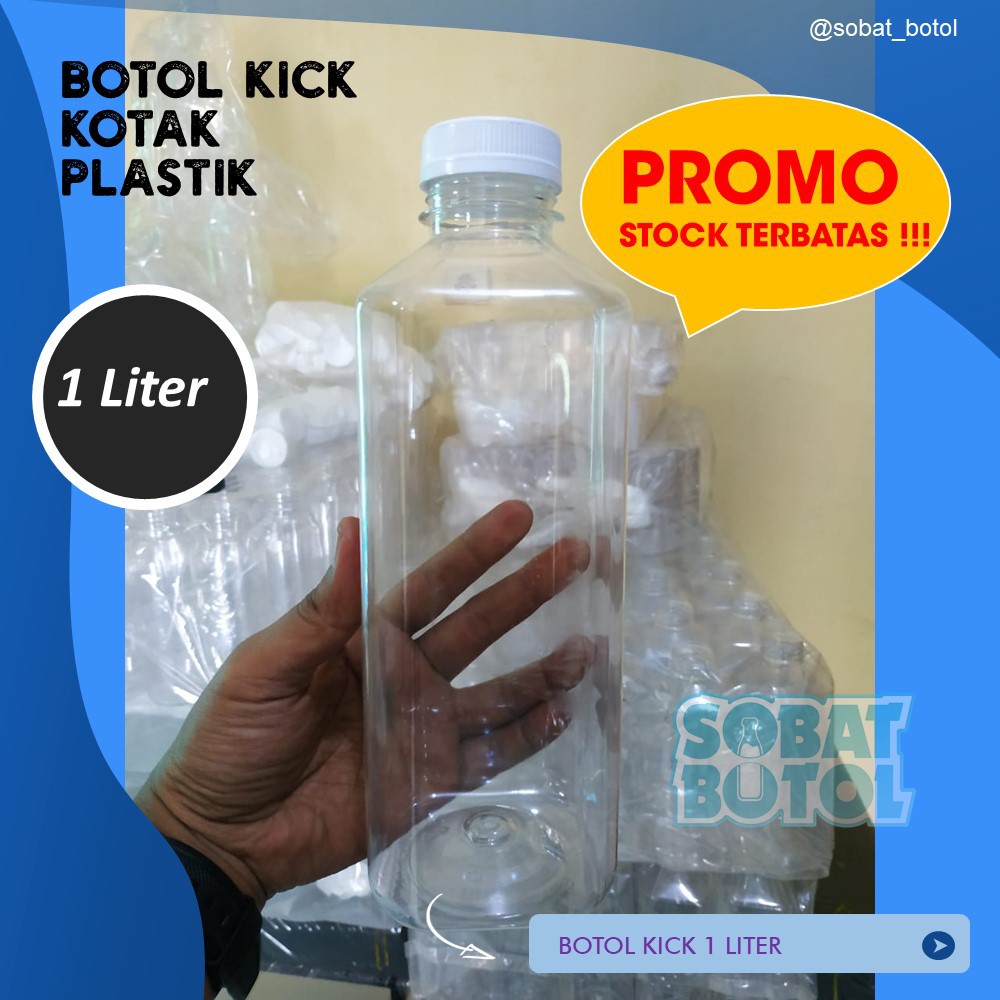 Jual Botol Kick 1 liter / Botol plastik kotak 1 liter tebal murah ...