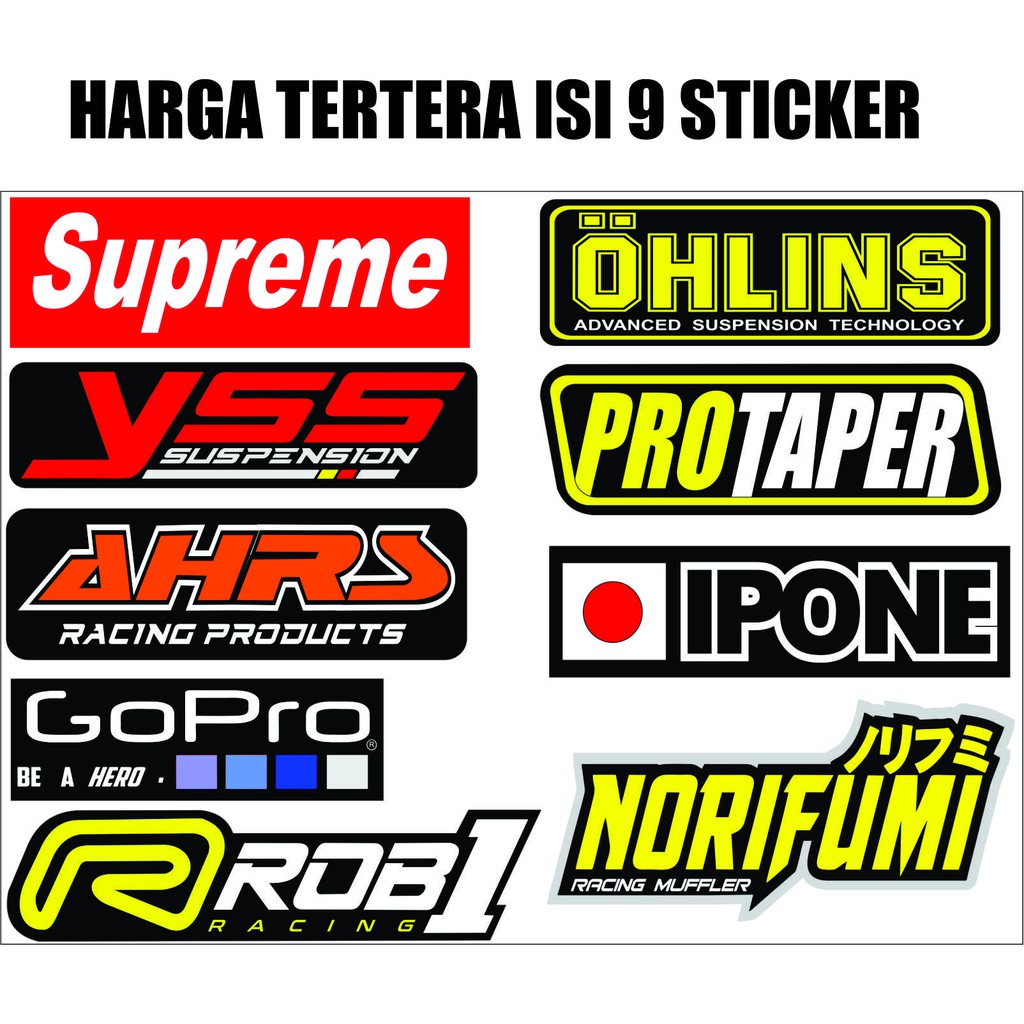 Jual STICKER RACING PAK/STICKER LABEL ISI 9PCS SESUIA GAMBAR/STICKER ...