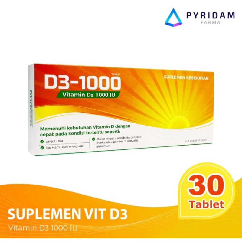 Jual D3 1000 Suplemen Vitamin D3 - 30 Tablet | Shopee Indonesia