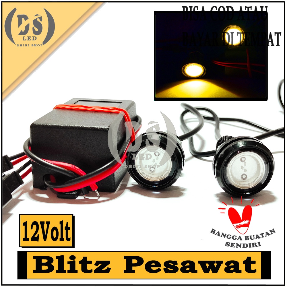 Jual Lampu Led Blitz Pesawat 12v KUNING / Lampu Blitz Kedip Pesawat 12v ...