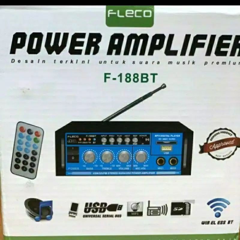 Jual Power Amplifier Bluetooth Fleco F-188BT/Amplifier Bluetooth ...
