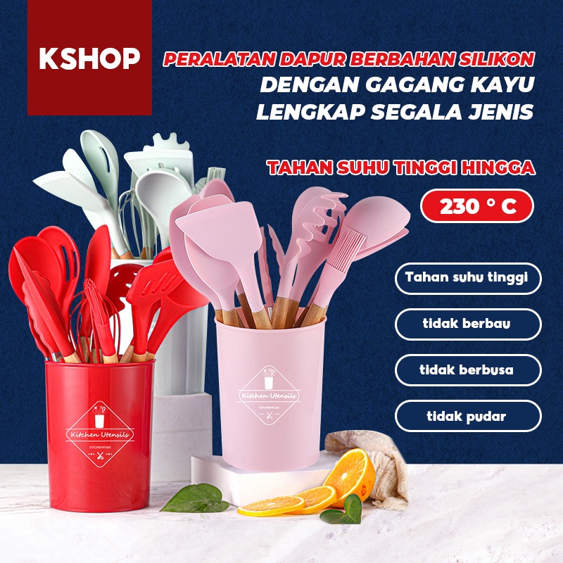 Jual Sutil silikon Spatula Silicone sodet Alat Masak set 12pcs / vs ...