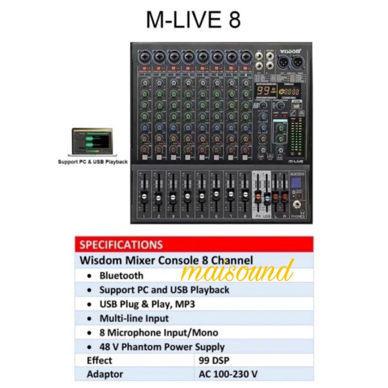 Jual MIXER WISDOM MLIVE8 ORIGINAL WISDOM M LIVE 8 CHANNEL WISDOM MLIVE ...