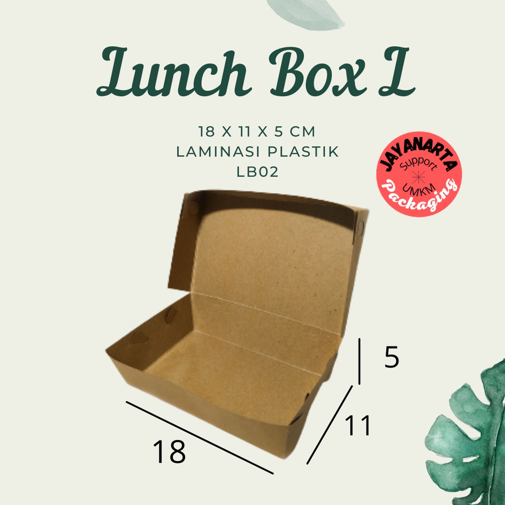 Jual Free Sticker Paper Lunch Box Kraft Uk. 18x11x5 cm, Laminasi, Kotak ...