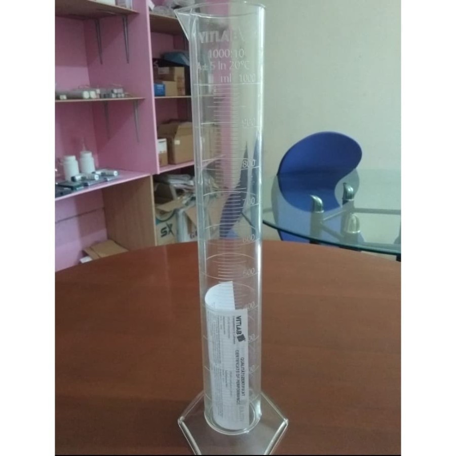 Jual Tabung Gelas Ukur PMP 1 Liter Vitlab Untuk Test Density Bahan ...