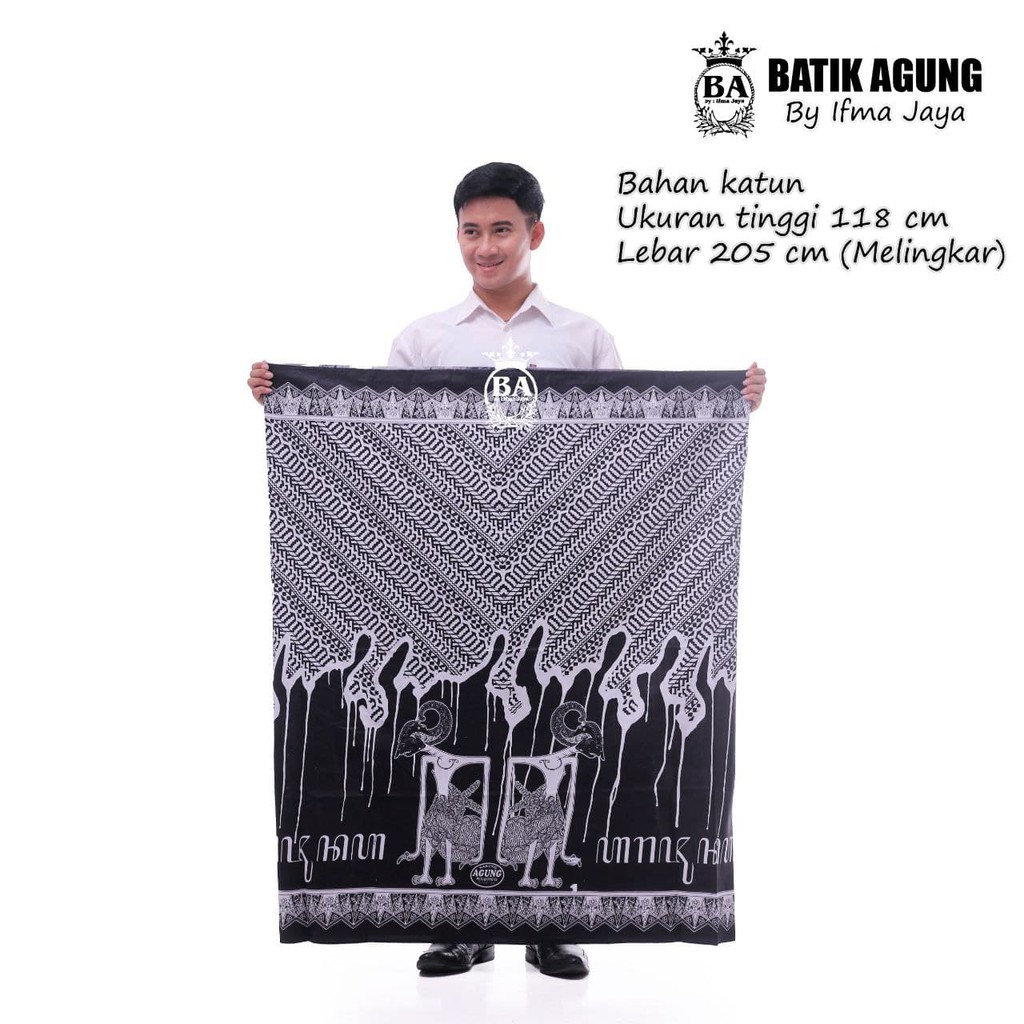 Jual SARUNG BATIK VIRAL MOTIF ARJUNA/BIMA MONOCHROME KATUN | Shopee ...