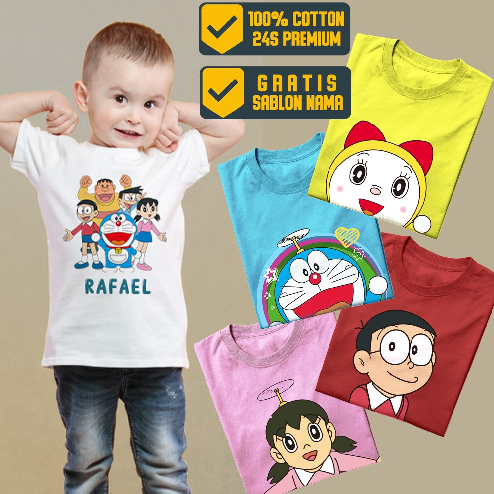 Jual PREMIUM Kaos Baju Doraemon Anak Baju Couple Keluarga Sablon Nama ...