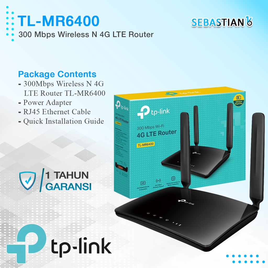 Jual TP-LINK TL-MR6400 300Mbps Wireless Router 4G LTE Router 3G 4G LTE ...