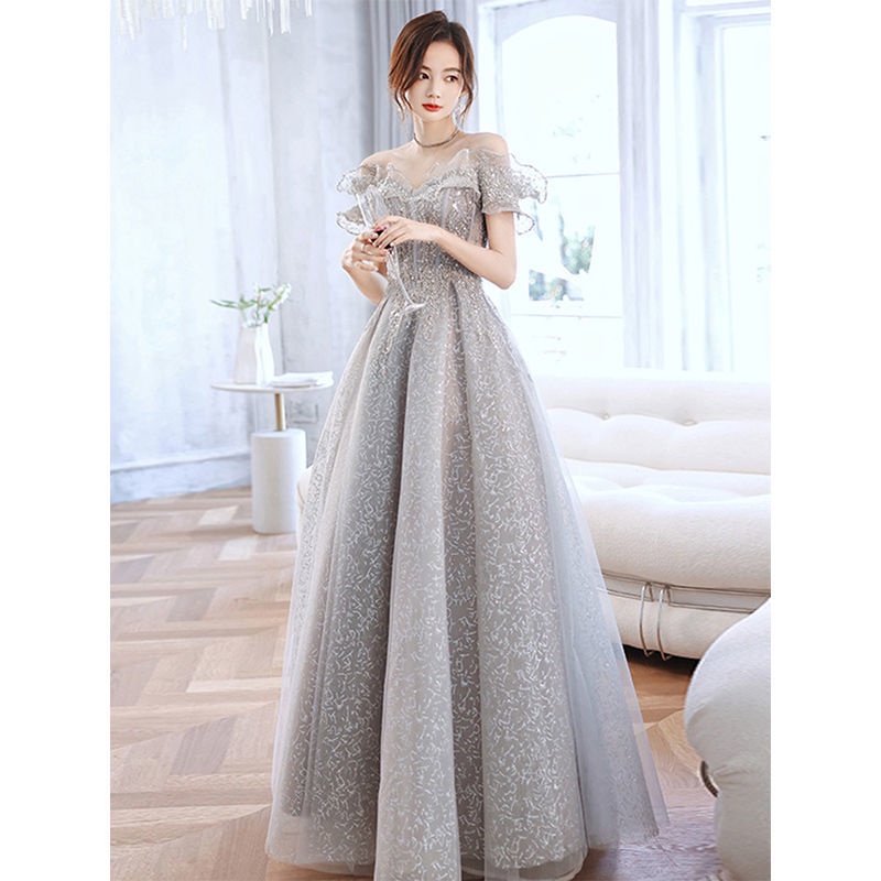 Jual SOLANI Gaun malam rok wanita 2022 baru bangsawan peri temperamen ...