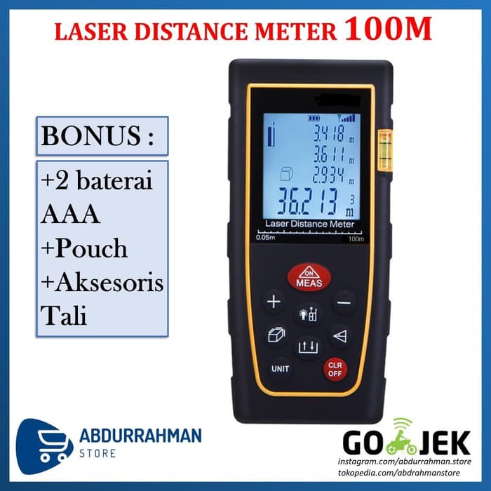 Jual Meteran Laser Distance Meter 100 M Alat Ukur Jarak 100M Digital ...